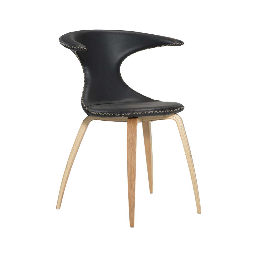 FLAIR Leather Dining Chair with Armrests - Wooden Legs | Milola – Milola.ch